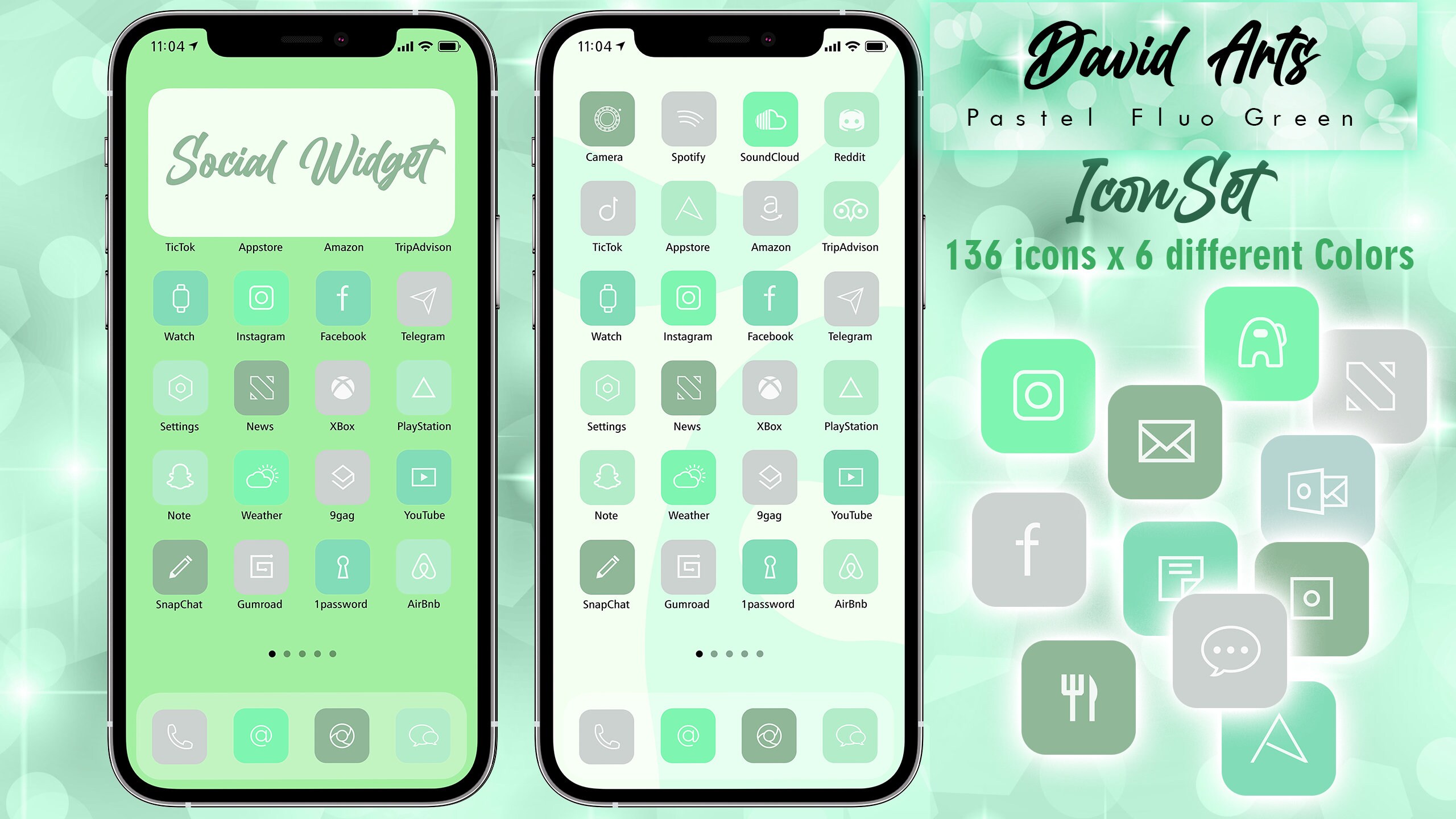 Pastel Fluo Green ios14 Icon Set 816 icons 6 styles | Etsy