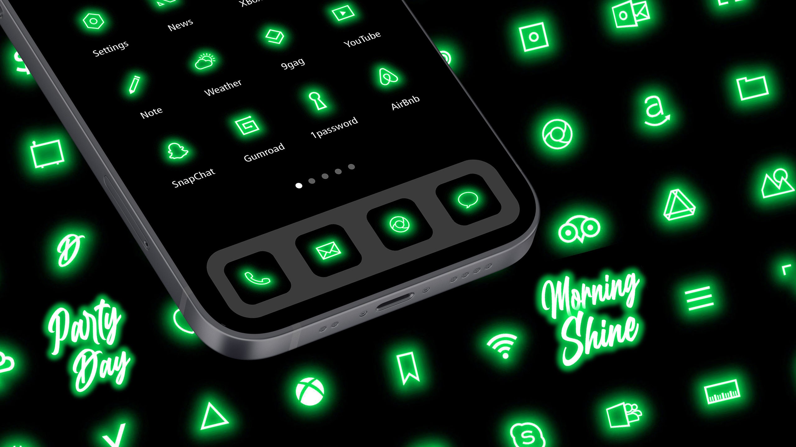 Neon Green Ios14 Icon Set 136 Icons and Backgrounds Iphone - Etsy