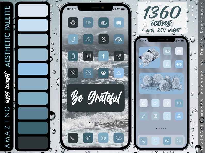 1360 Amazing BLUE Icon Set Aesthetic Palette Ios14 Light - Etsy