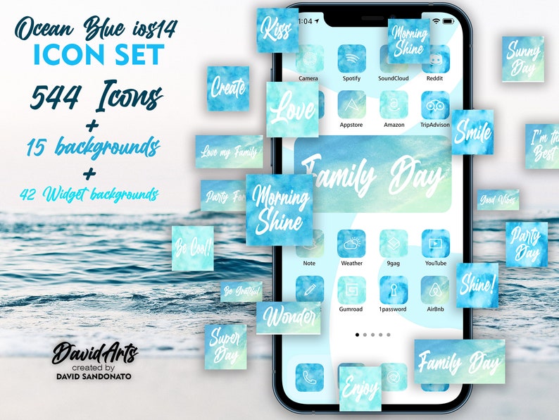 Ocean Blue Ios14 Icon Set 544 Icons 4 Different Styles for - Etsy