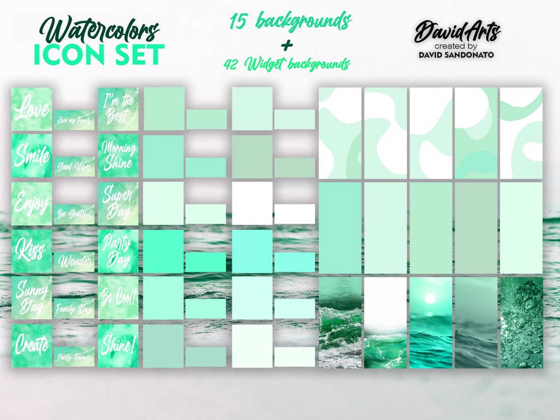 Dark Green Ocean iOS14 Icon Set 544 Icônes 4 styles différents | Etsy
