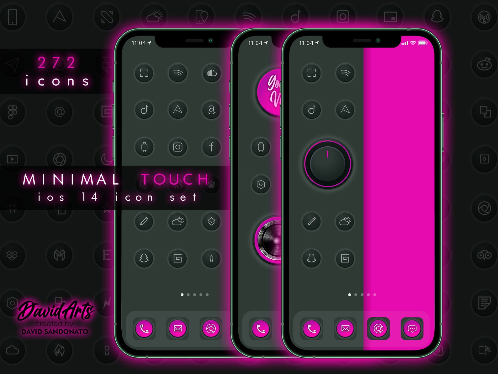 Magenta Pink Minimal Touch Ios14 Icon Set 272 Icons and Backgrounds ...