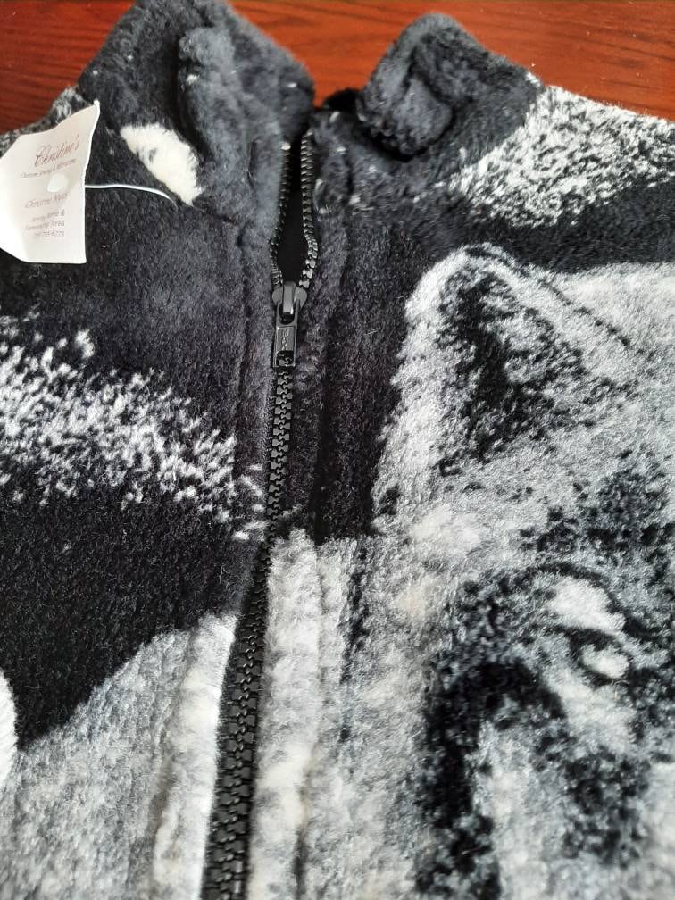 Wolf Print Fleece Jacket, Wolf Nature Animal Pattern Coat - Etsy