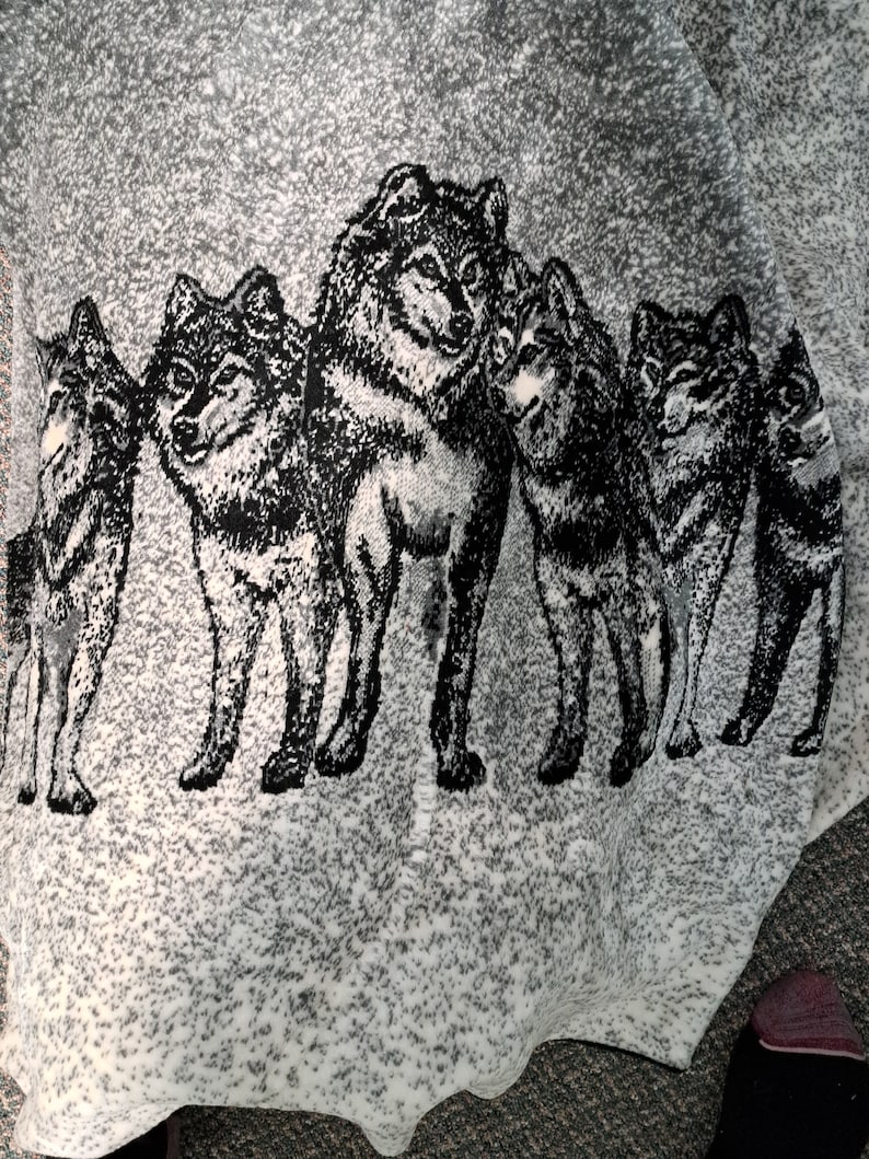 Wolf Print Fleece Jacket, Youth Small Wolf Nature Animal Pattern Coat ...