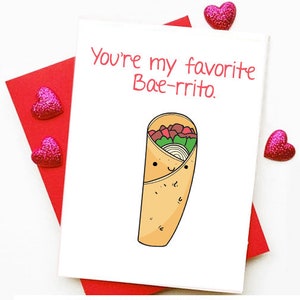 Favorite Baerrito Burrito Valentine Pun Instant Card With Free Envelope ...