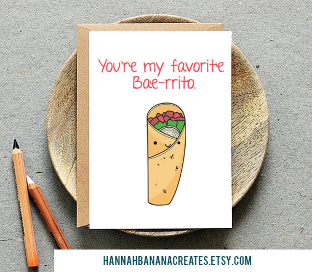 Favorite Baerrito Burrito Valentine Pun Instant Card With Free Envelope ...