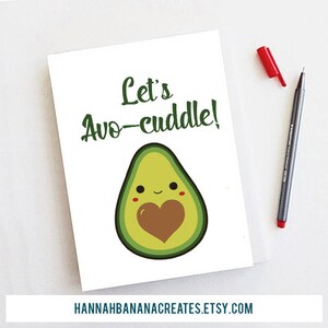 Let's Avocuddle Avocado Themed Printable Card With Free Envelope ...