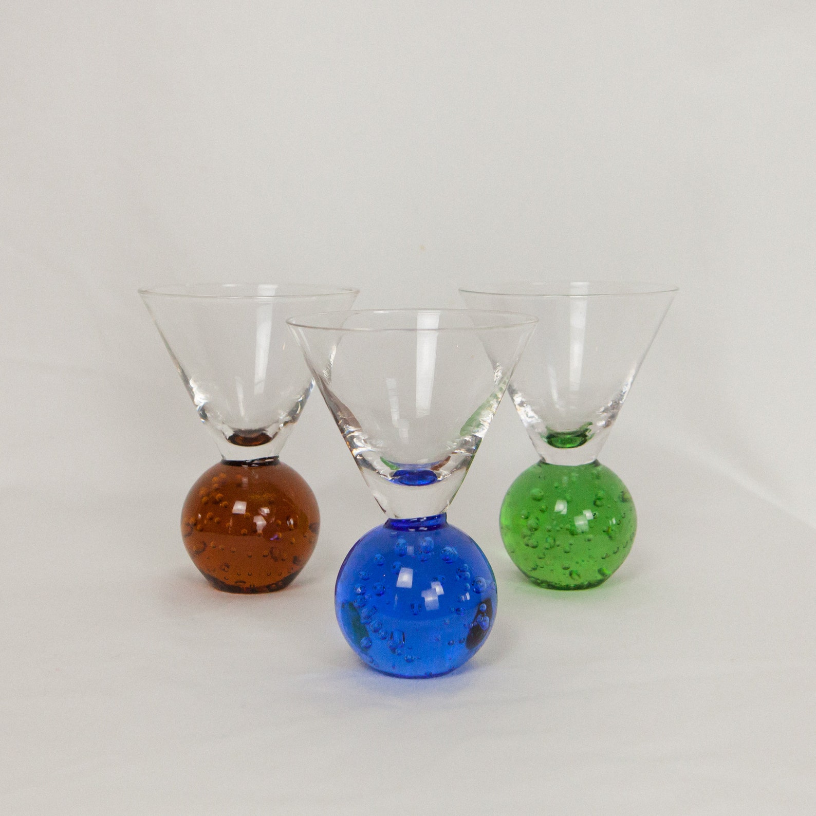 Vintage Bubble Stem Shot Glasses Set Etsy