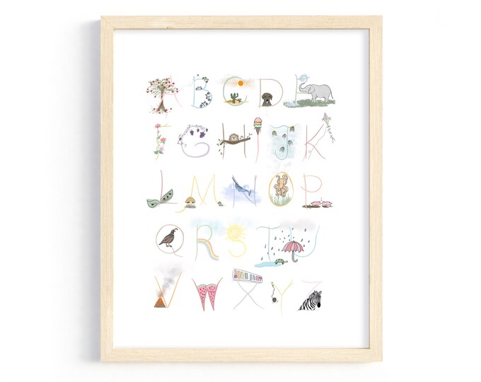 Children's Alphabet Poster, ABC Print for Children and Nursery Wall ...