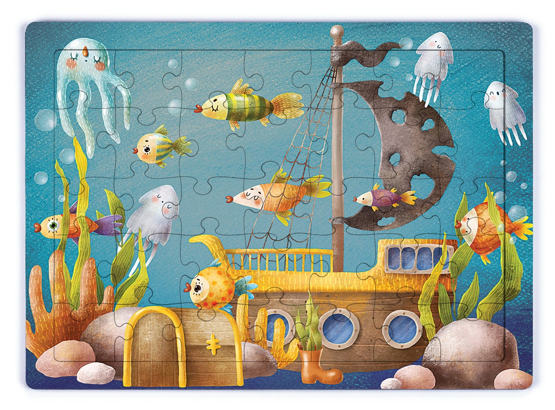 The Sunken Ship Wooden Jigsaw Puzzle Puzzle for Kids 35-54 Pieces Gift ...