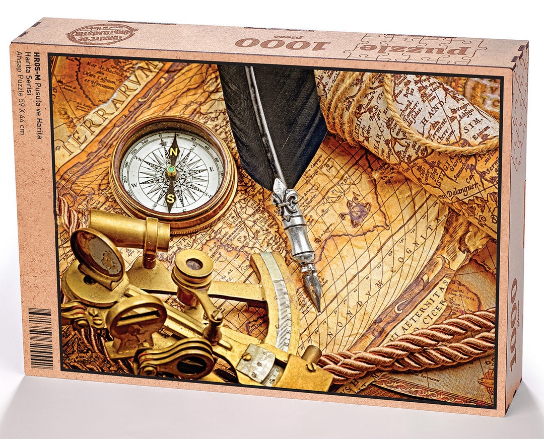 Wooden Jigsaw Puzzle for Adults Map Compass 2000-1000-500-204 Pieces ...