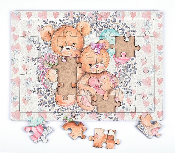 Teddy Bears Wooden Jigsaw Puzzle Puzzle For Kids 35-54 | Etsy