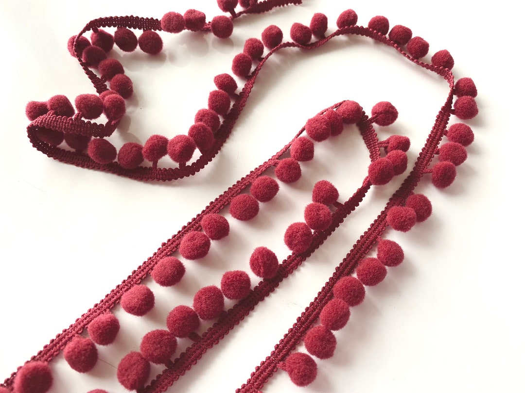 10mm Pompom Trim: Burgundy Pom Pom Braid, Clothes Decoration - Etsy