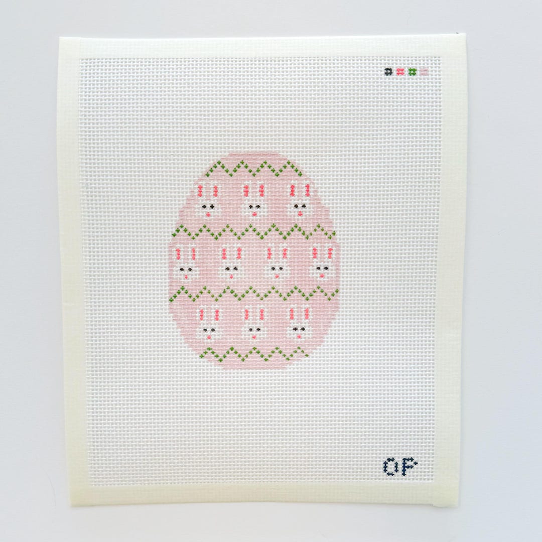 Pink Bunny Easter Egg Needlepoint Canvas - Etsy