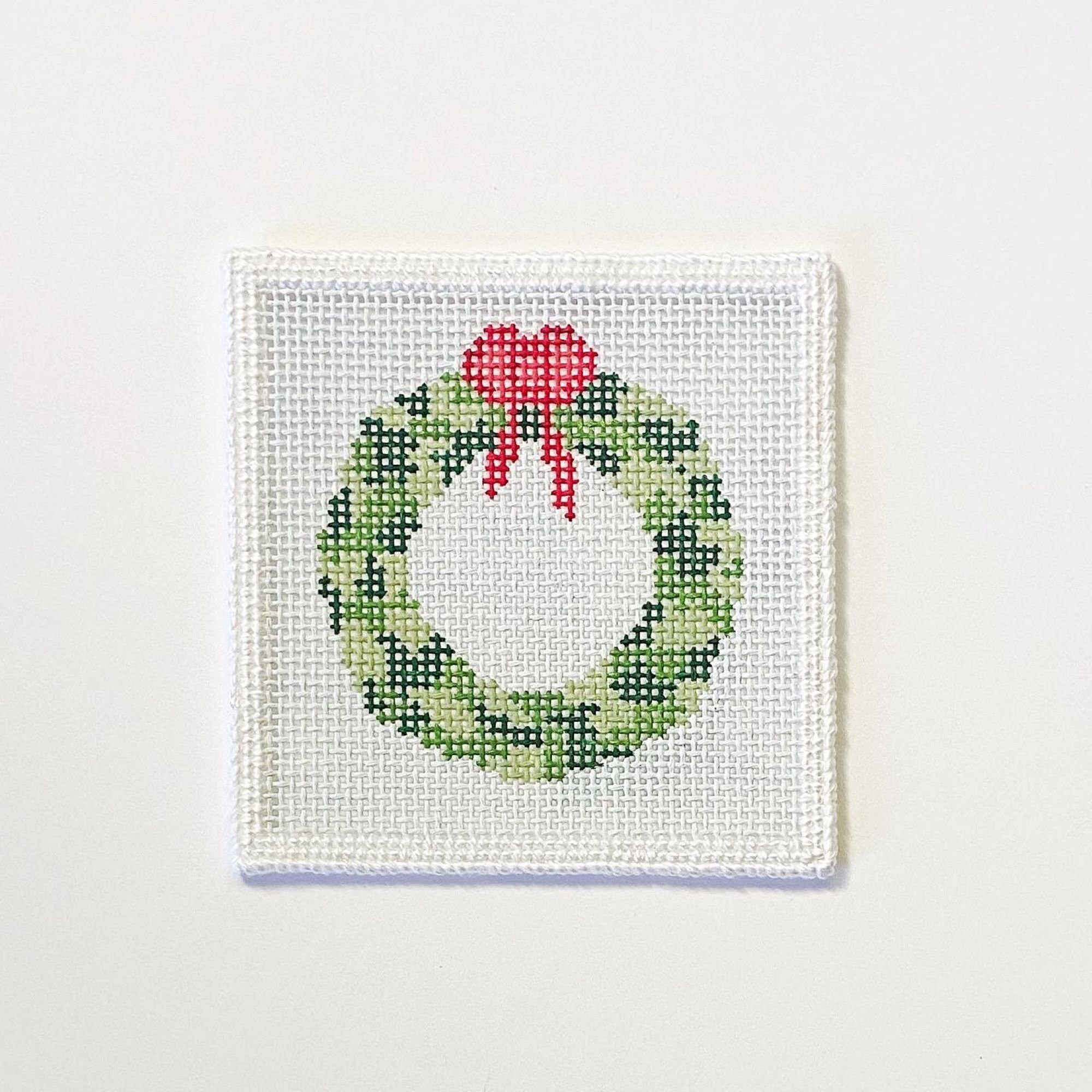 Christmas Wreath Needlepoint Coaster Kit (2 or 4 Canvases With Threads ...