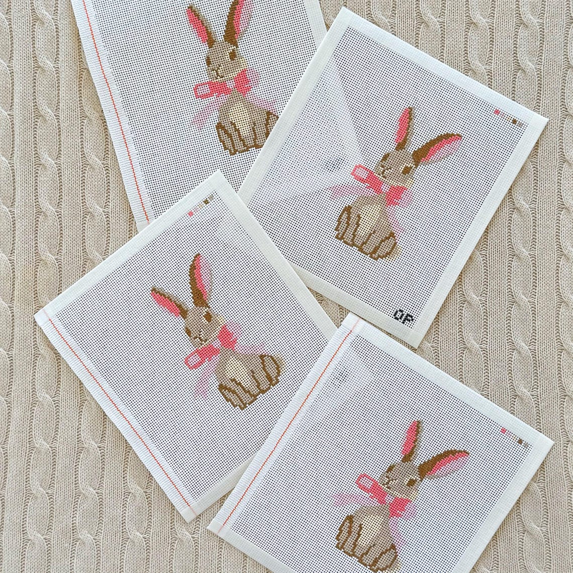 Easter Bunny With Bow Needlepoint Canvas - 13 Canvas, Hand Painted - Etsy