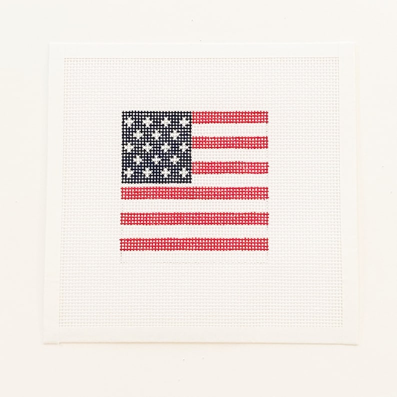 American Flag Hand Painted Needlepoint Canvas - 13 Count Mesh Canvas - Etsy