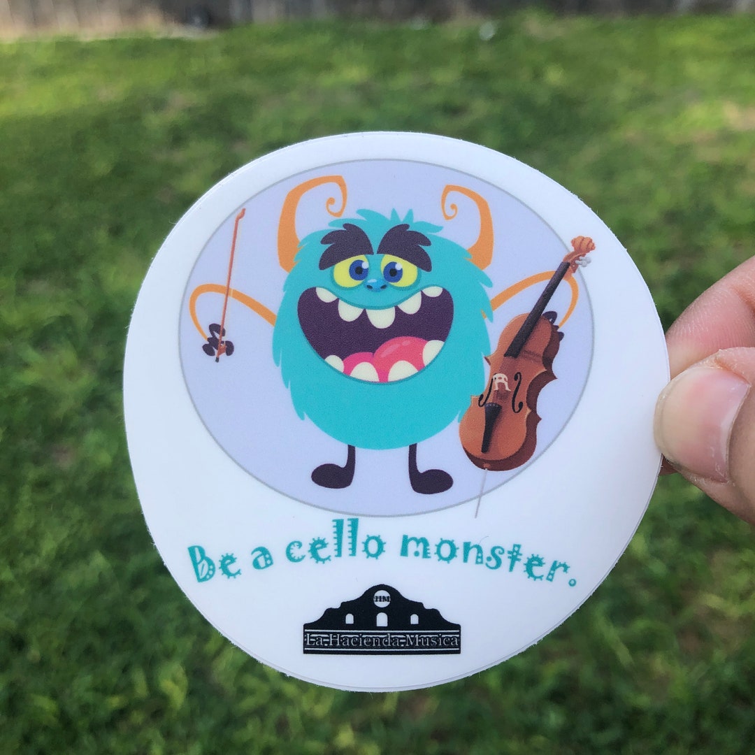 Cello Monster Sticker | Music Sticker | Cello Sticker - Etsy