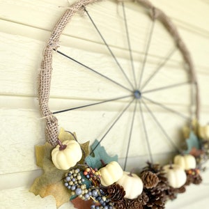 Fall Wagon Wheel Burlap Wreath - Etsy