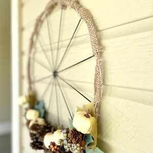 Fall Wagon Wheel Burlap Wreath - Etsy