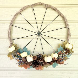 Fall Wagon Wheel Burlap Wreath - Etsy