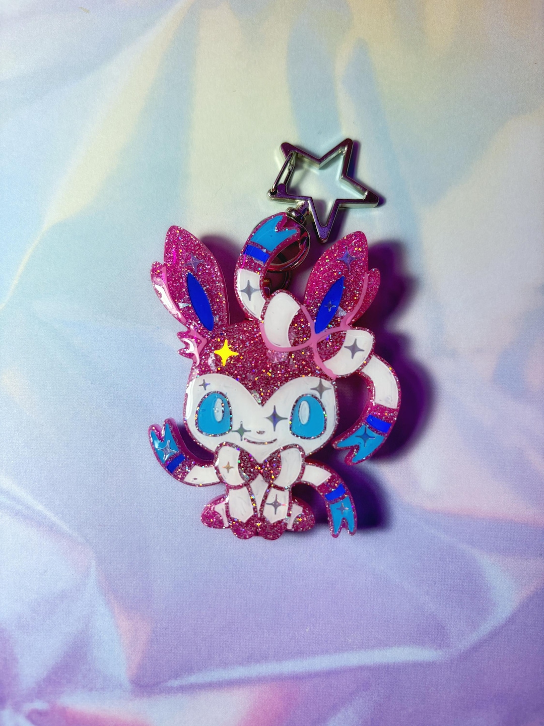 Sparkly Sylveon Keychain - Etsy