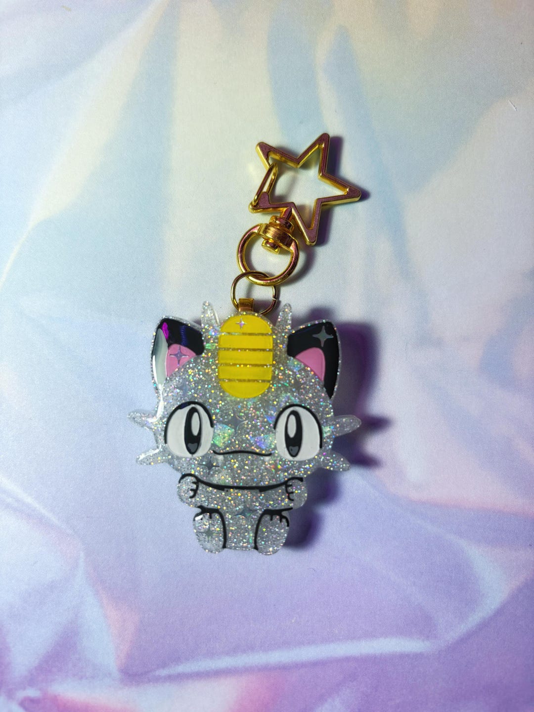 Sparkly Meowth Keychain - Etsy
