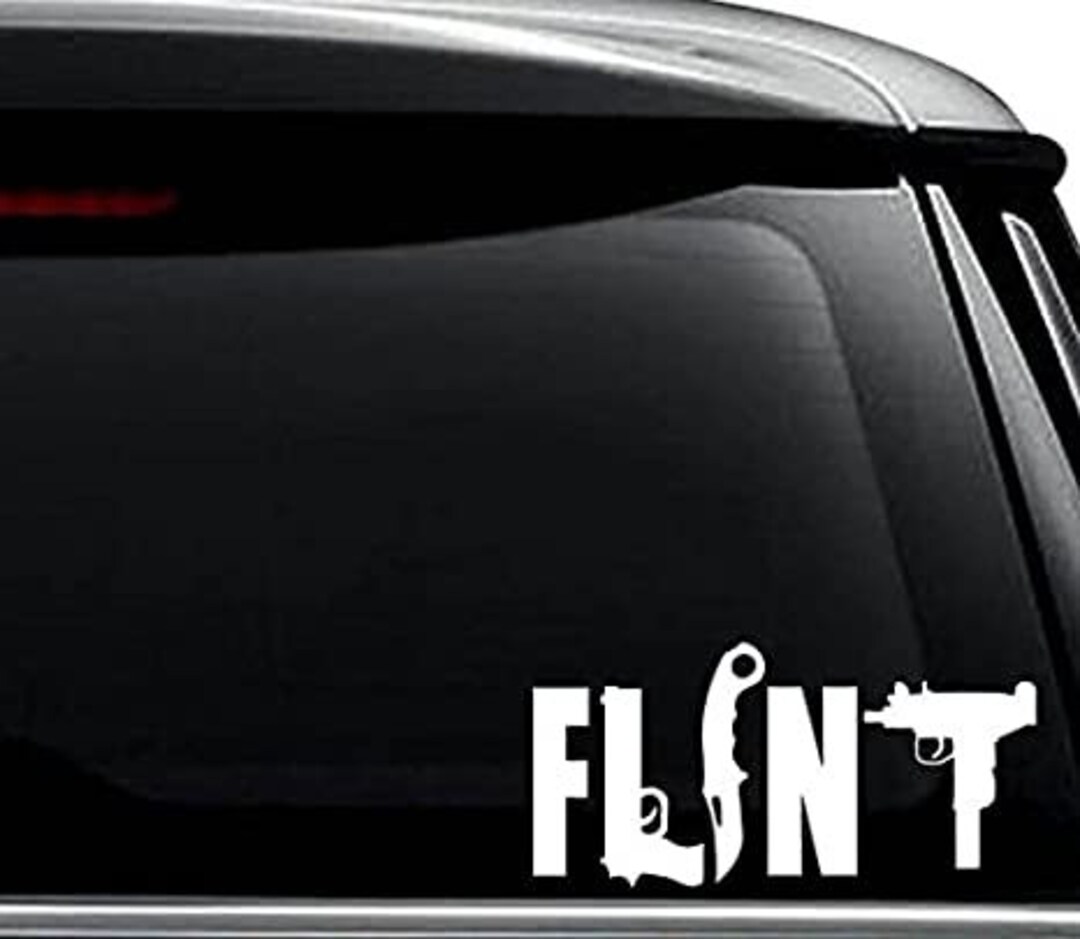 Flint Michingan Gun Knife Decal Sticker for Use on Laptop, Helmet, Car ...