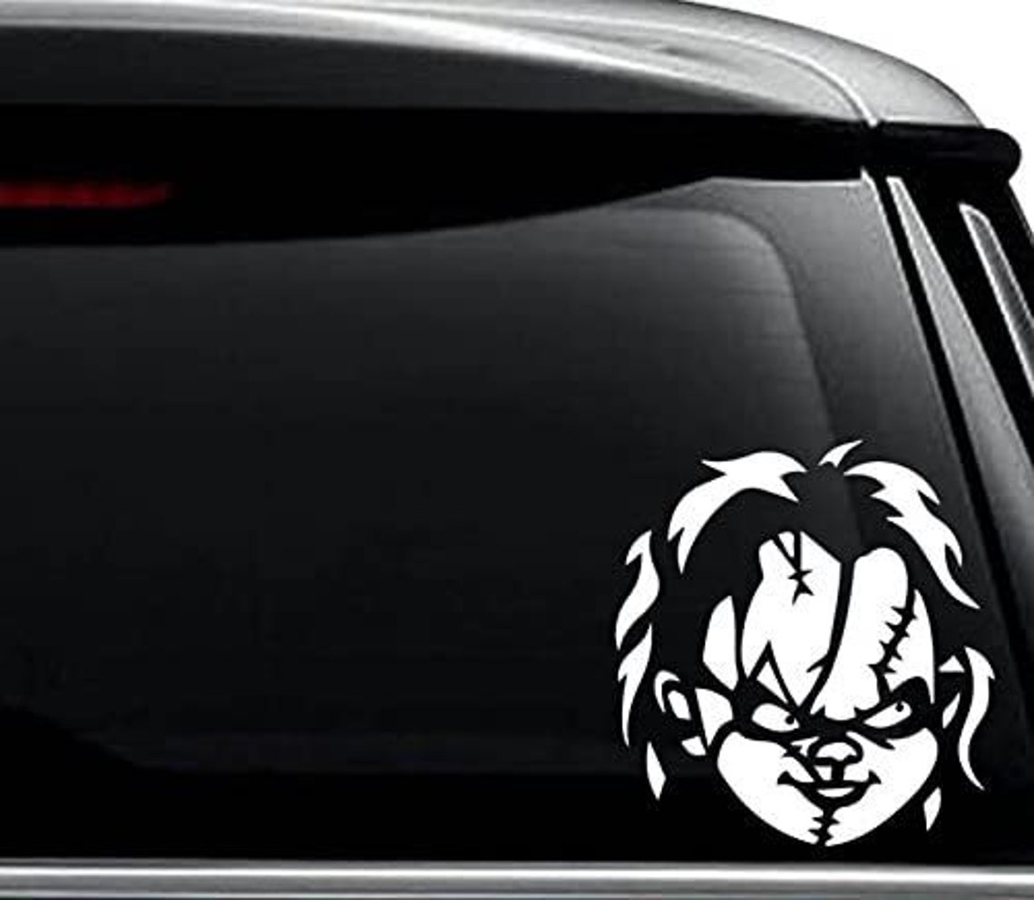 Chucky Doll Scary Face Decal Sticker for Use on Laptop, Helmet, Car ...