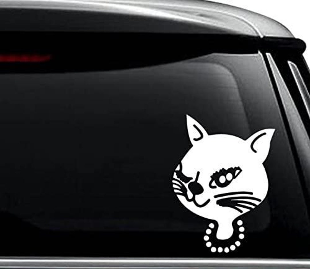 Cat Kitty Winking Decal Sticker for Use on Laptop, Helmet, Car, Truck ...