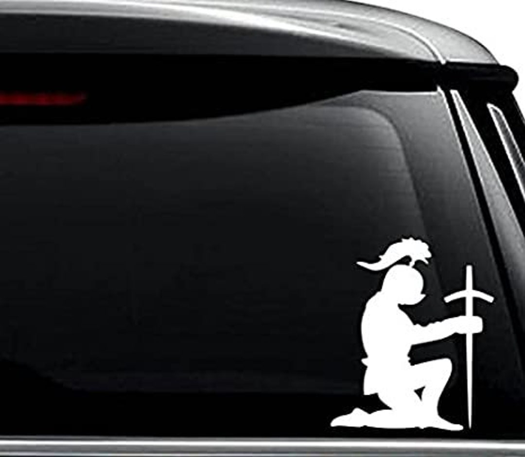 Knight Kneeling Praying Decal Sticker for Use on Laptop, Helmet, Car ...