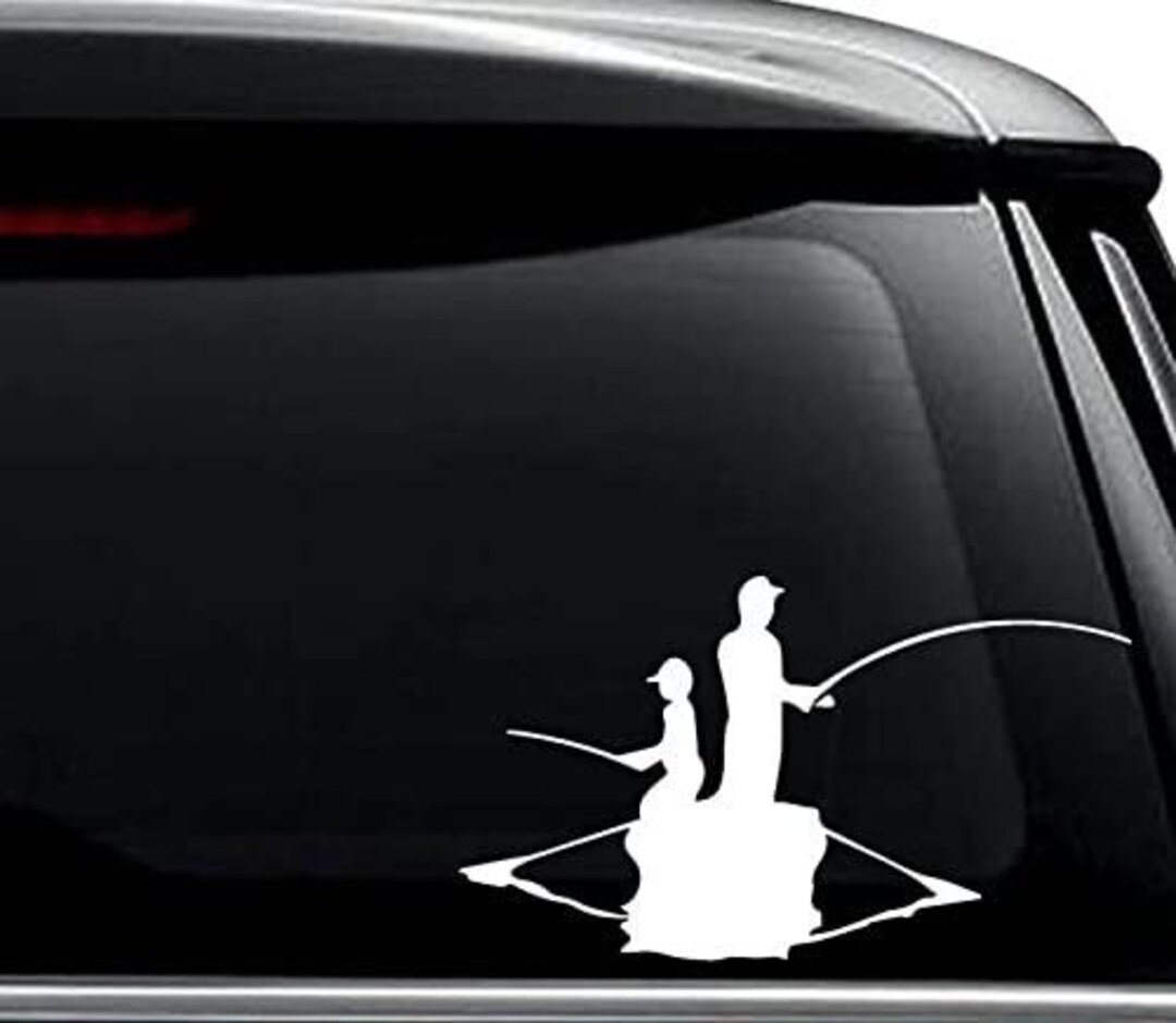 Father Son Fishing Boat Decal Sticker for Use on Laptop, Helmet, Car ...