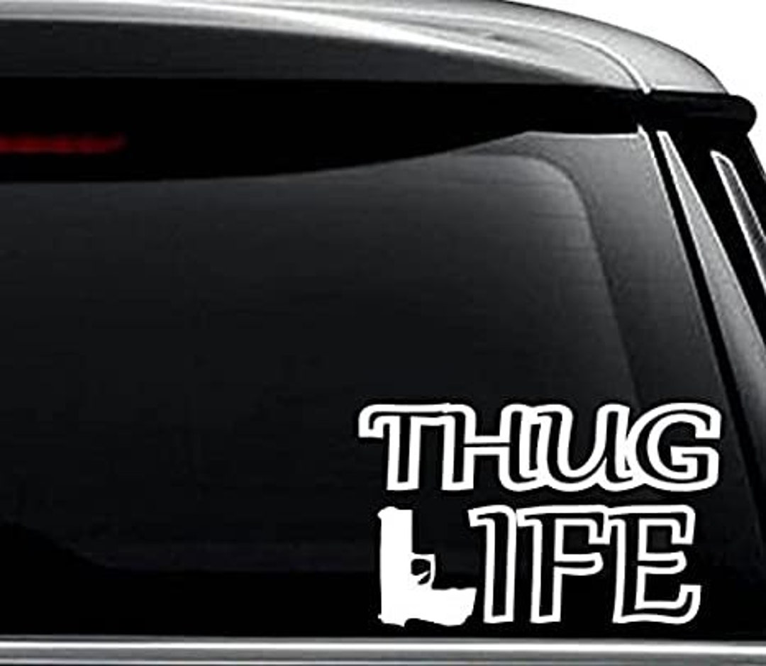 Thug Life Gun Pistol JDM Japanese Decal Sticker for Use on Laptop ...