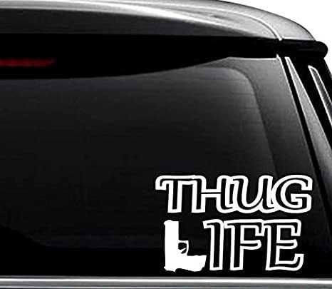 Thug Life Gun Pistol JDM Japanese Decal Sticker for Use on Laptop ...