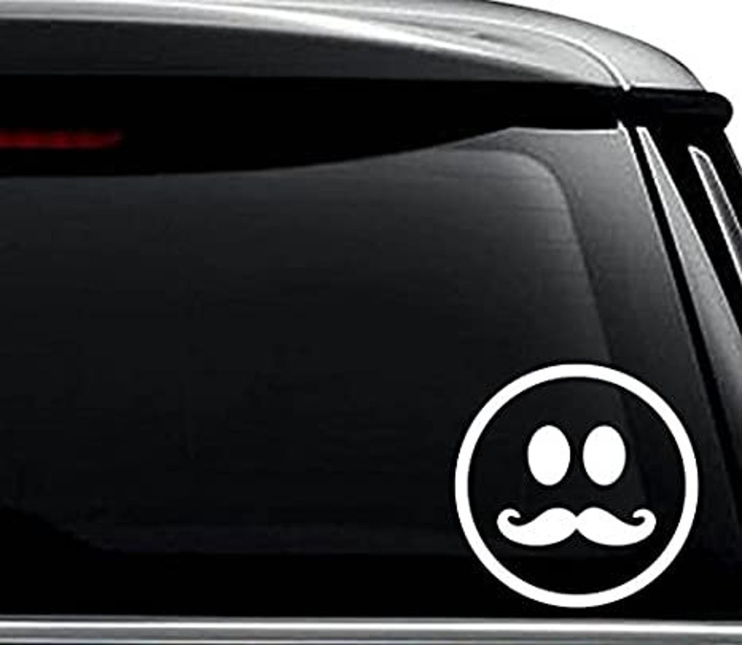 Smiley Handlebar Mustache Decal Sticker for Use on Laptop, Helmet, Car ...