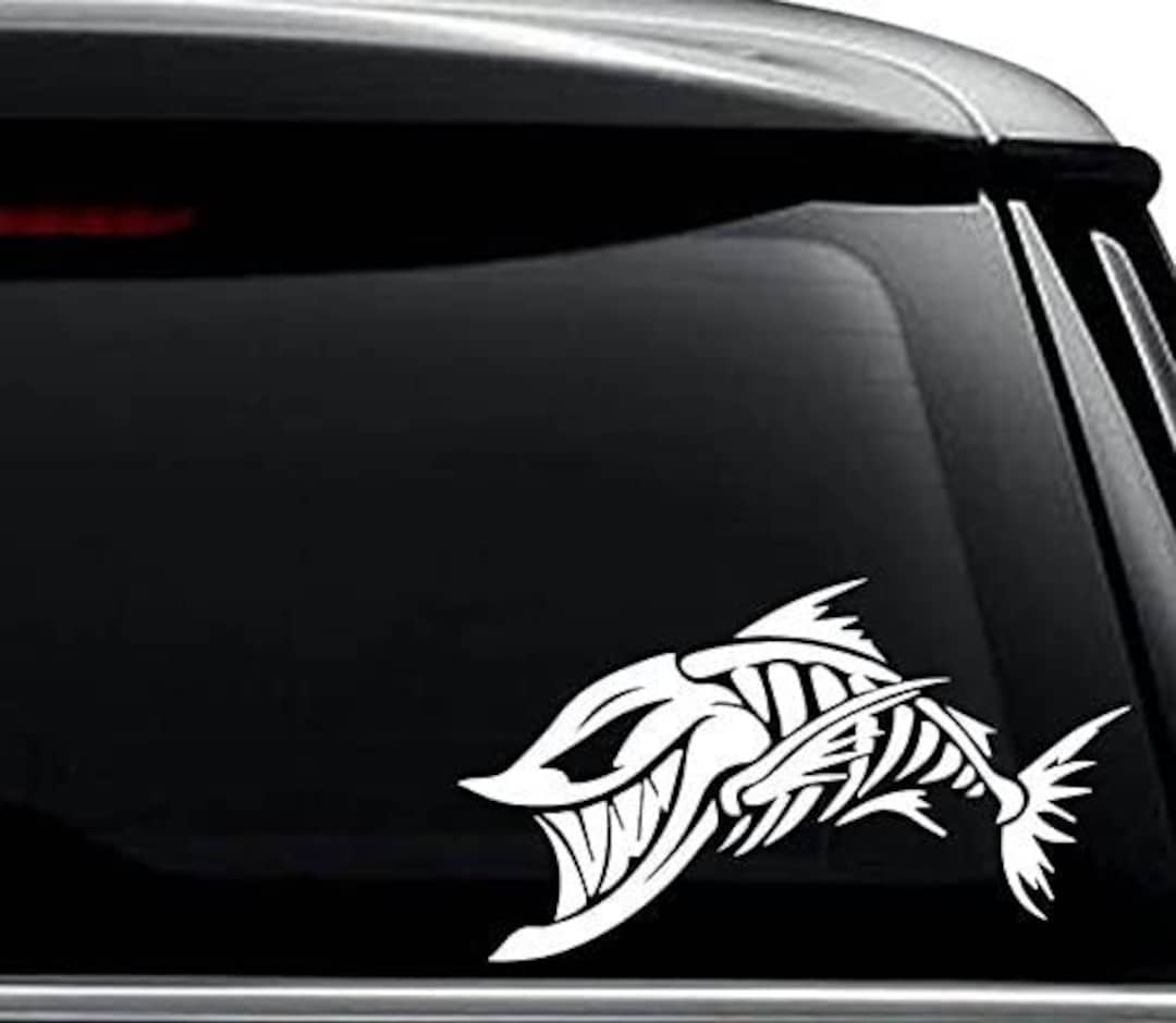Fish Skeleton Bones Decal Sticker for Use on Laptop, Helmet, Car, Truck ...