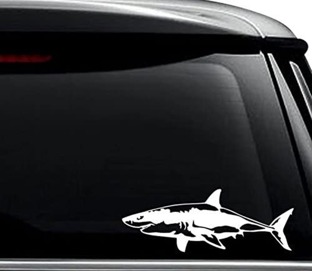 Great White Shark Fish Decal Sticker for Use on Laptop, Helmet, Car ...