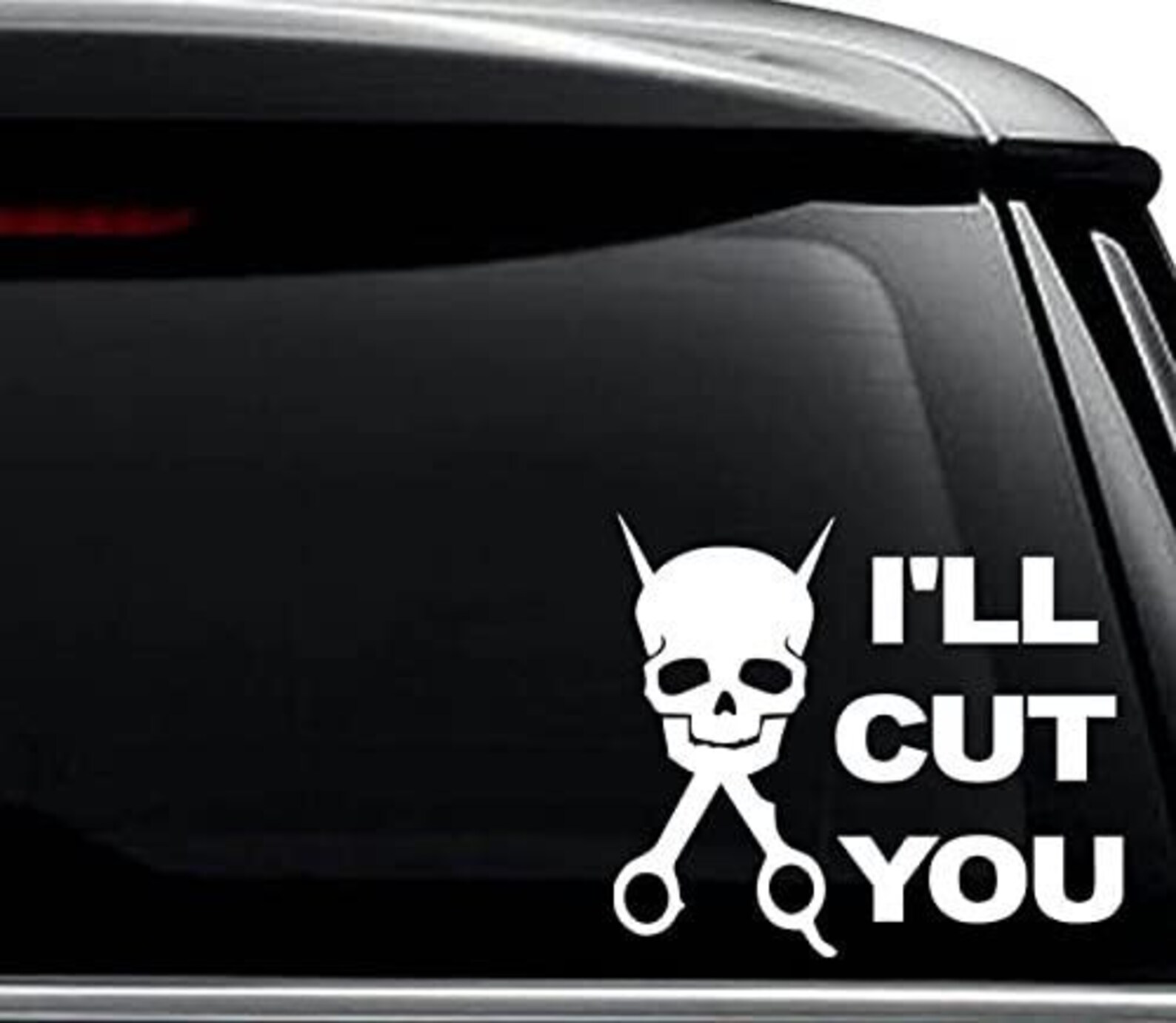I'll Cut You Too Skull Scissor Barber Decal Sticker for Use on Laptop ...