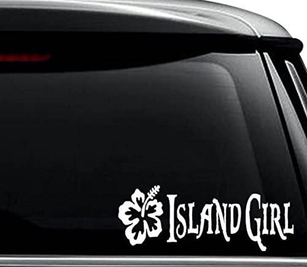 Island Girl Hibiscus Flower Decal Sticker for Use on Laptop, Helmet ...