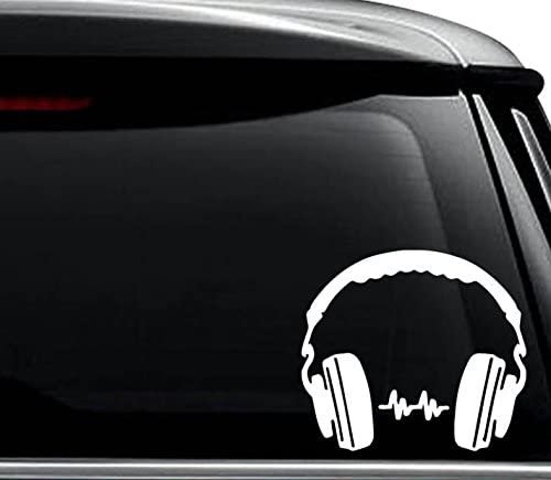 DJ Headphones Music Decal Sticker for Use on Laptop, Helmet, Car, Truck ...