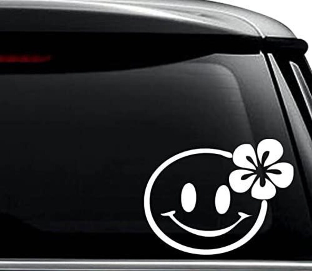 Smiley Face Hawaii Hibiscus Flower Decal Sticker for Use on Laptop ...