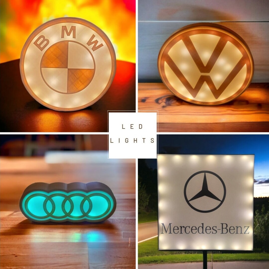 LED Lamp Car Brand VW BMW Audi Mercedes Tesla Night Light - Etsy