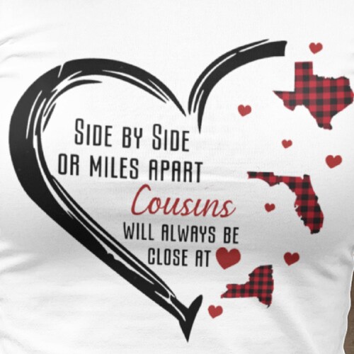 Side by Side or Miles Apart Cousins Connected by Heart Svg - Etsy