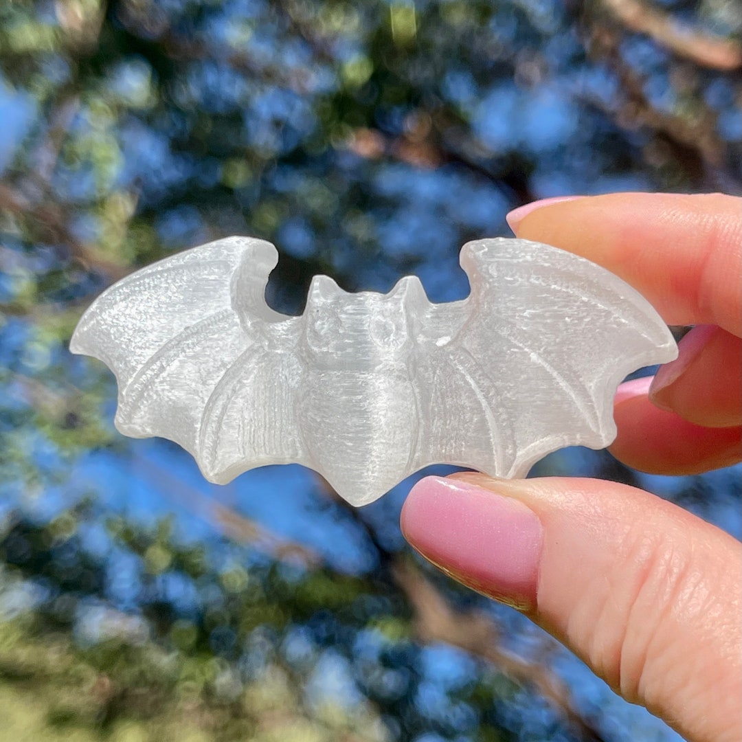 Selenite Bat Carving, Bat Spirit Animal Carving, 2 5/8 26gr. / 1oz. - Etsy