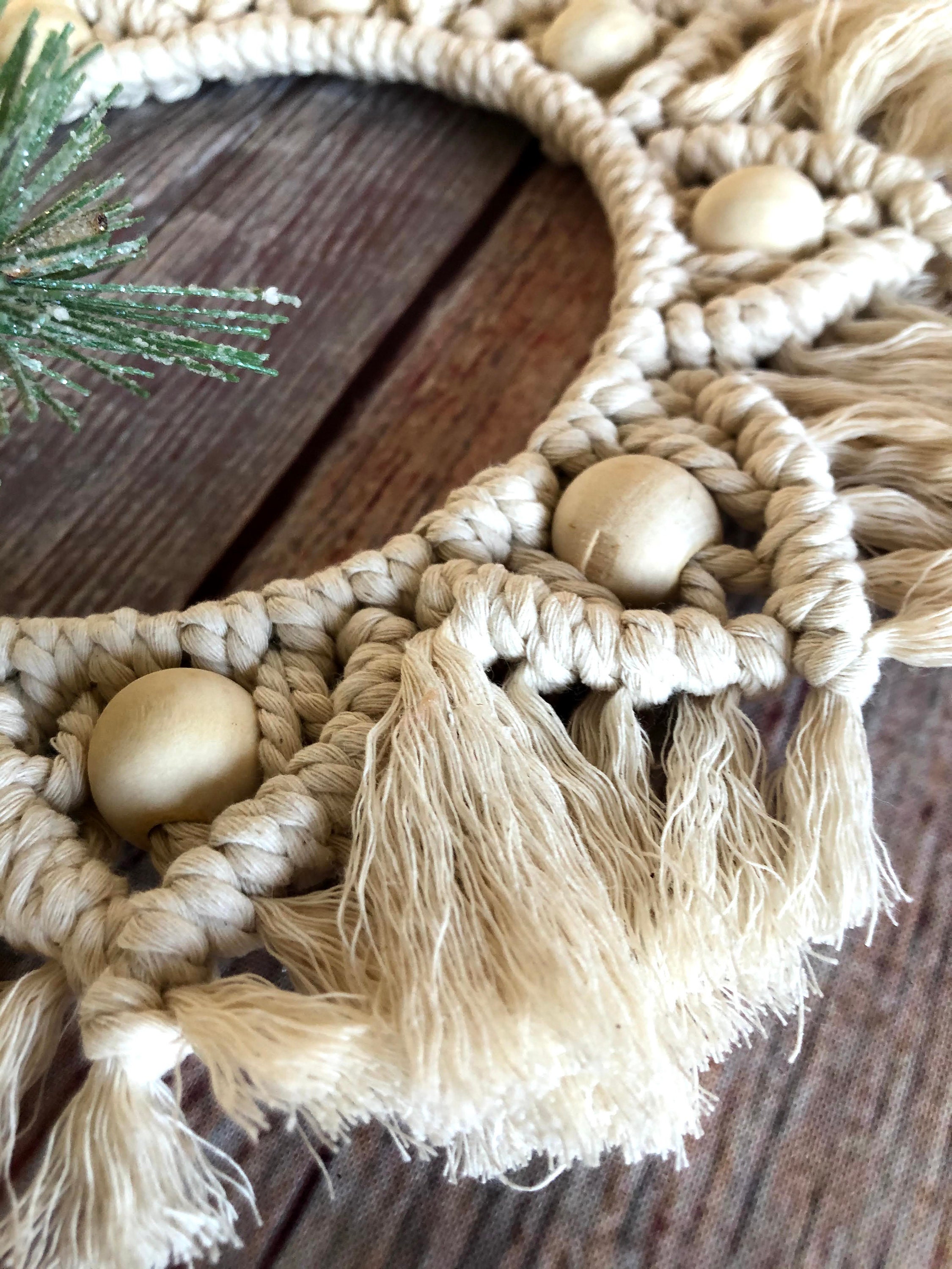Macrame Wreath With Beads Mini Cotton Vegan Farmhouse Home - Etsy