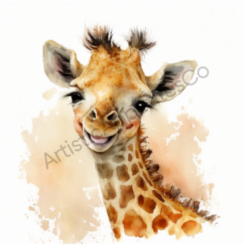 7 Baby Safari Animals Watercolor Clipart | Digital Art | Cute Clipart ...