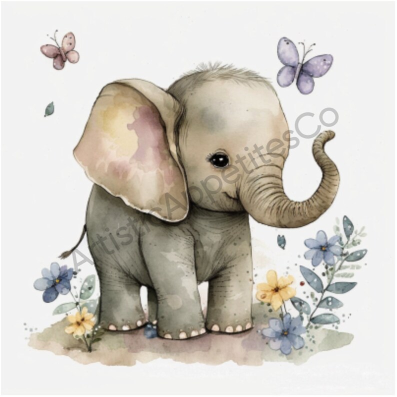 7 Baby Safari Animals Watercolor Clipart | Digital Art | Cute Clipart ...