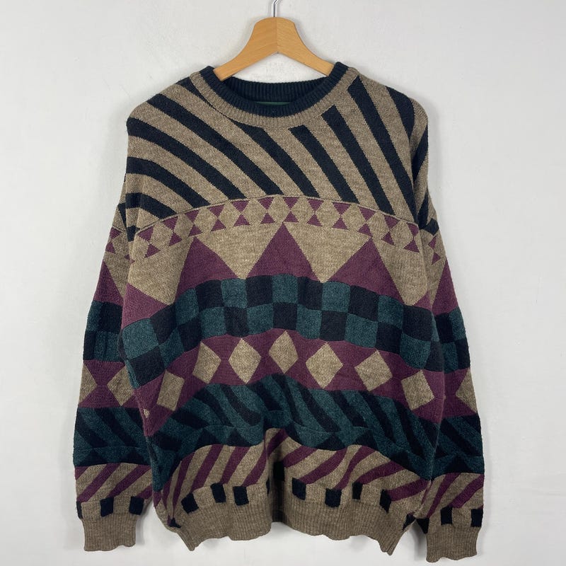 Geometric Sweater - Etsy UK