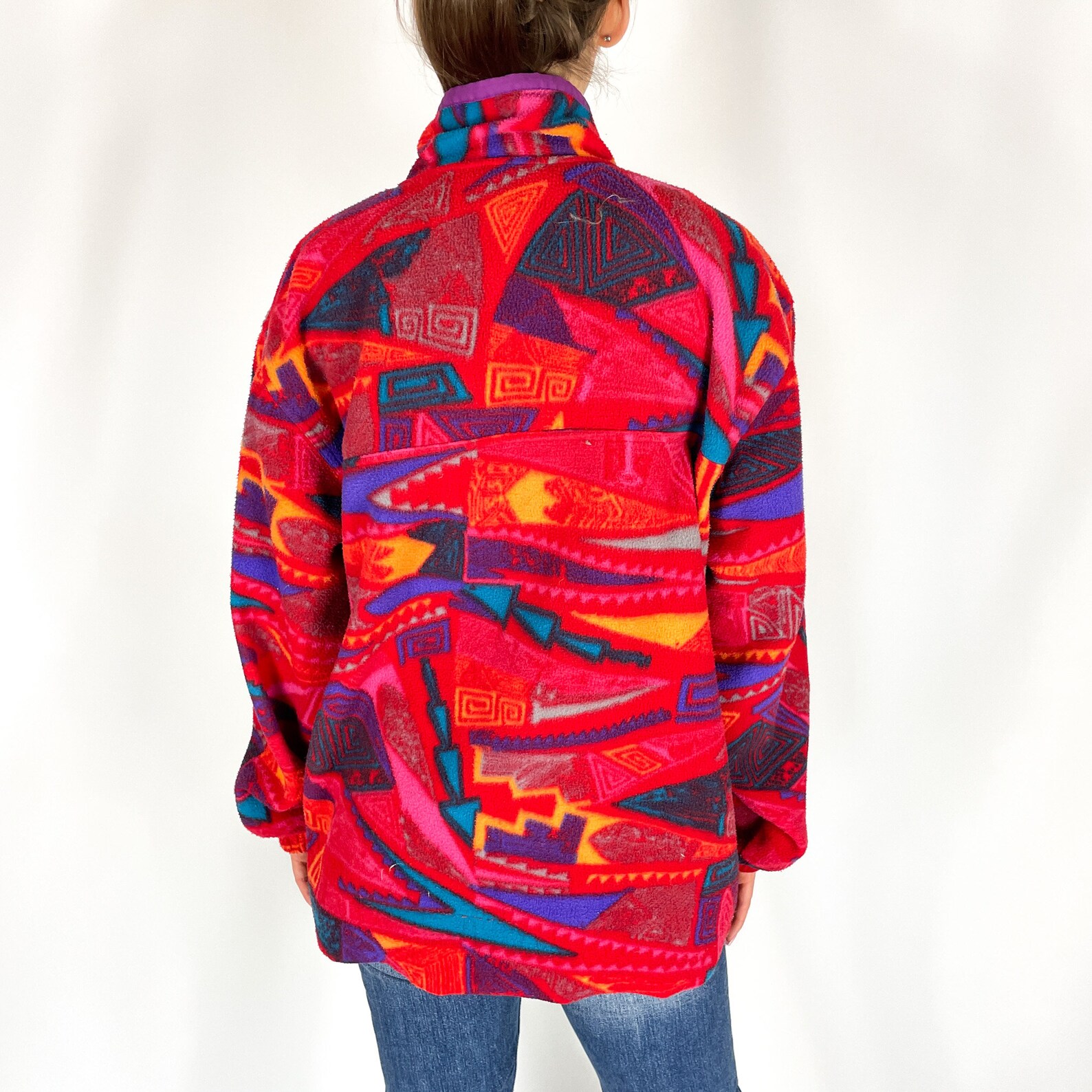 Vintage Retro Fleece Jumper Cozy 90s Pullover, Classic Warm Knitwear ...