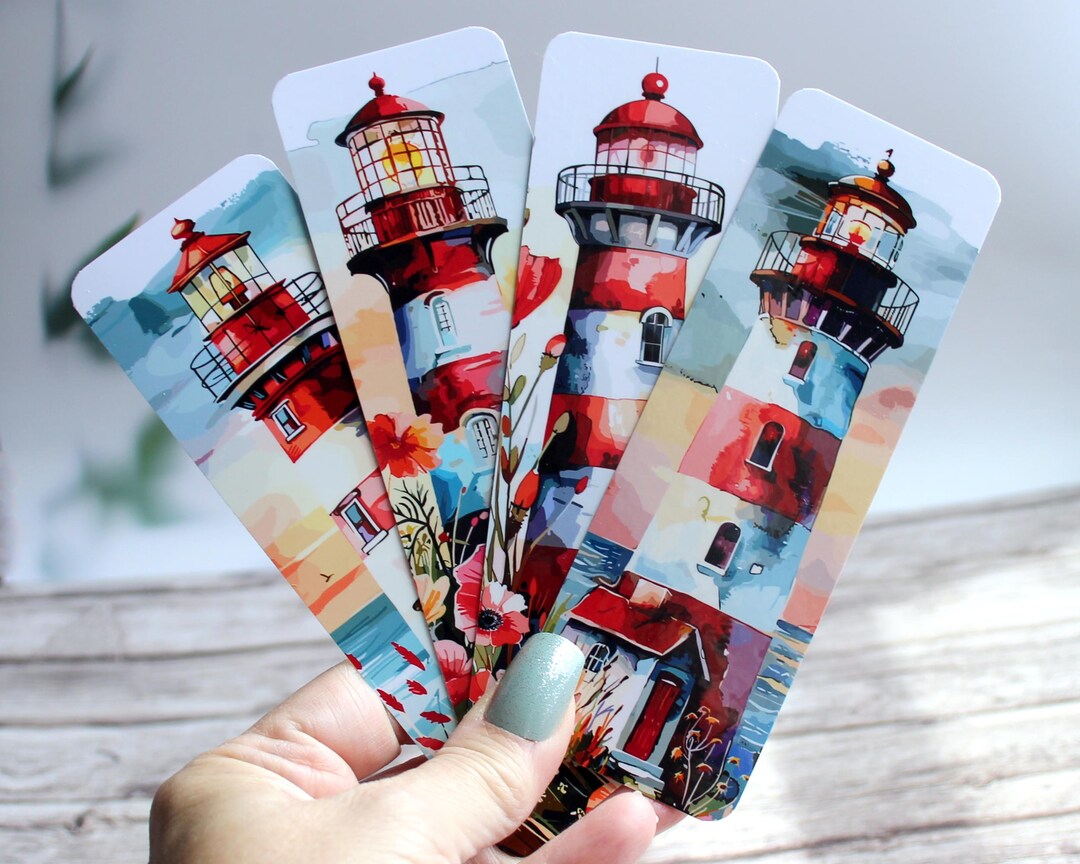 Lighthouse Watercolor Bookmark Collection, Handmade Bookmarks ...